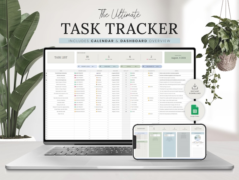 Task Tracker Spreadsheet Google Sheets Template, to Do List, Task ...
