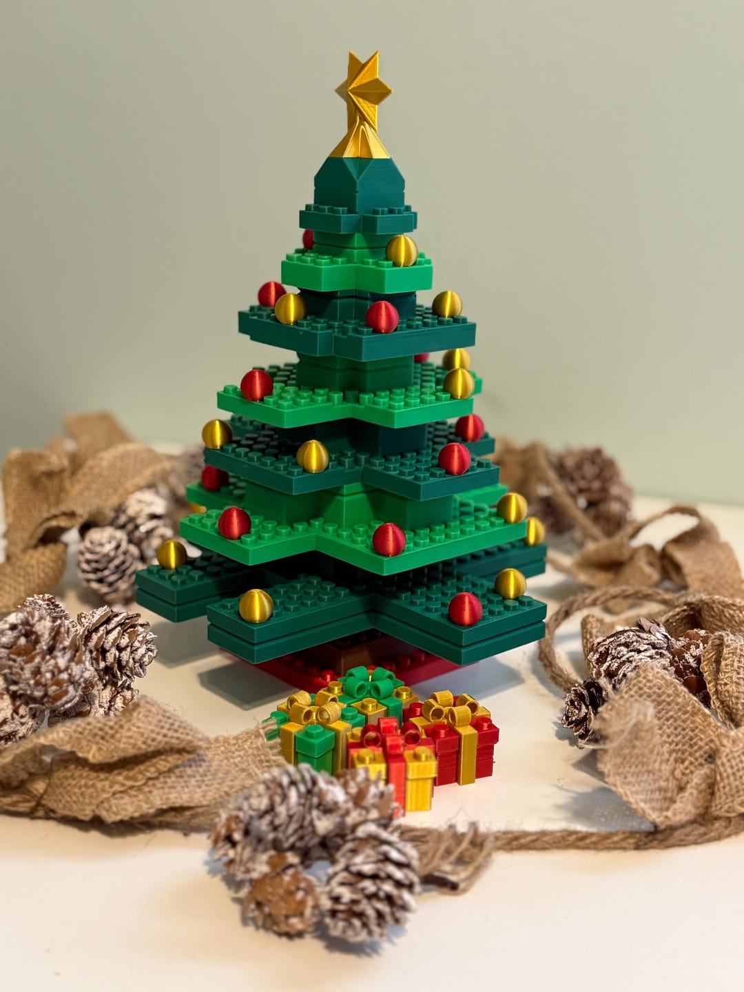 3D Printed Brick Christmas Tree With Presents – Festive Holiday Decor ...
