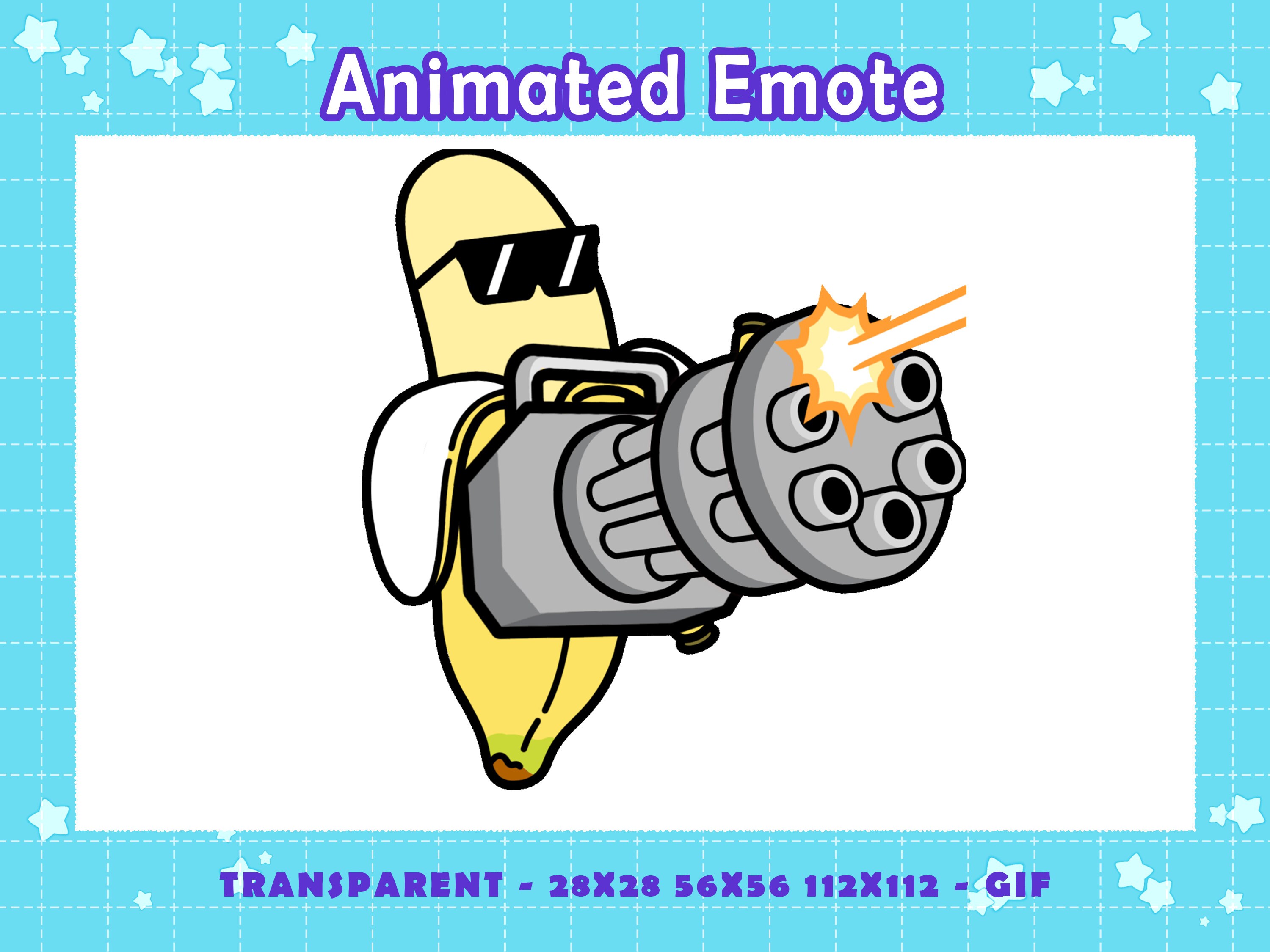Banana Machine Gun Pew Pew Animated Emote, Banana Gun Shooting Animated ...