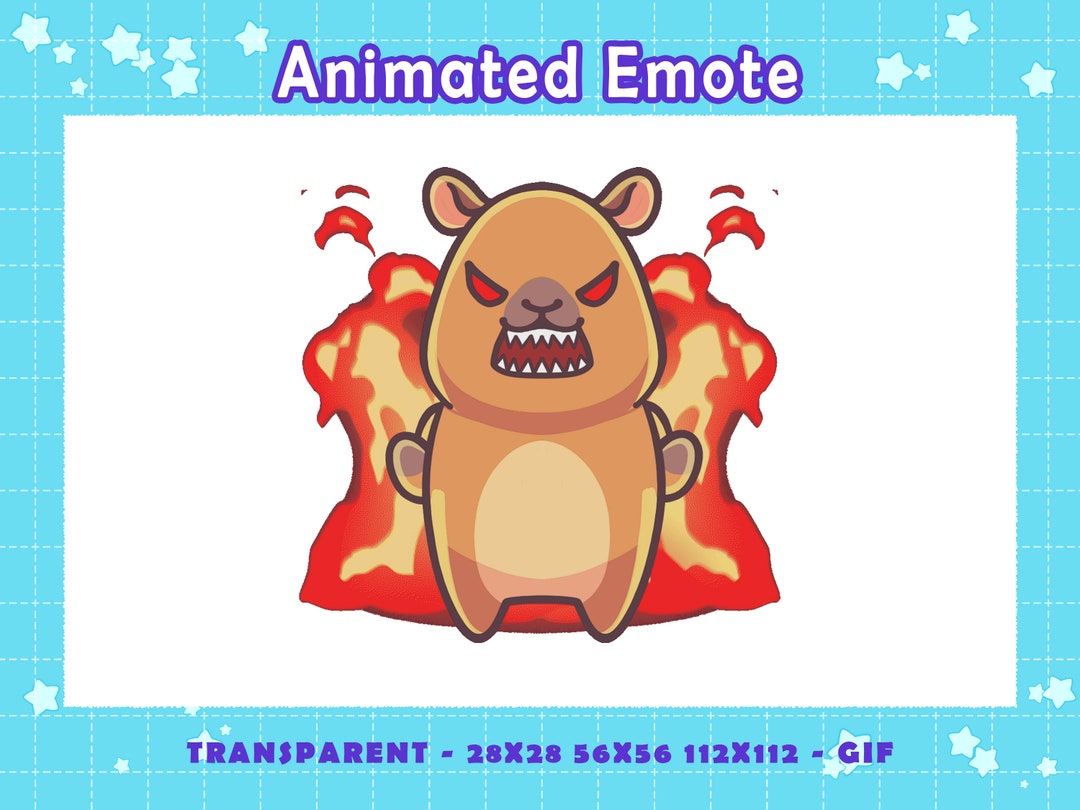 Capybara Fire Rage Animated Emote, Capybara Angry Fire Funny Animated ...