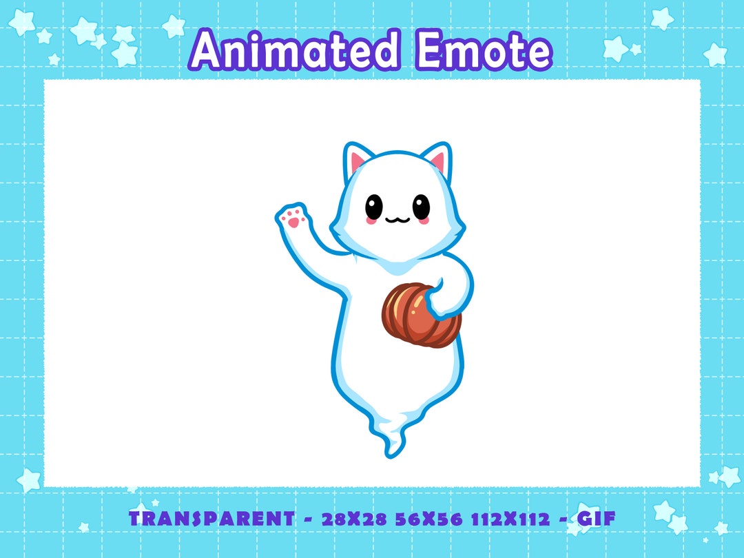 Boo Cat Waving Hi Animated Emote, Ghost Cat Halloween Animated Emoji ...