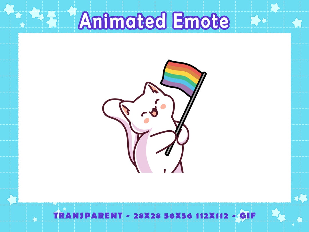 LGBT Cat Waving Flag Animated Emote, Cat Waving LGBT Flag Animated ...