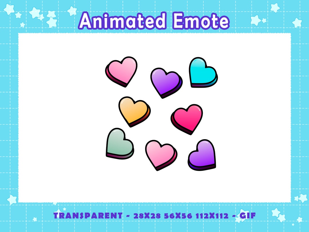 Raining Heart Animated Emote, Heart Falling Animated Emoji, Colorful ...