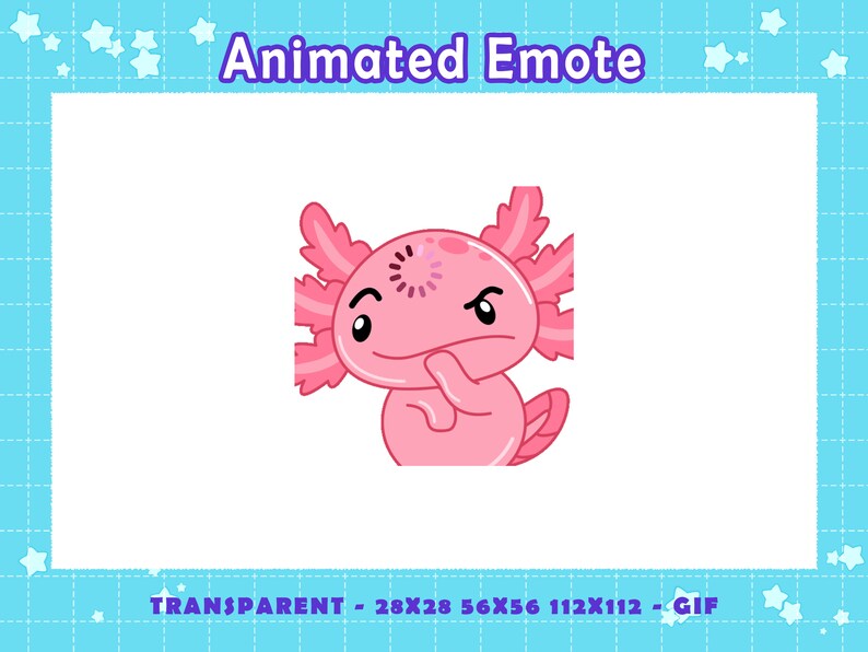 Thinking Axolotl Animated Emote, Twitch Discord Emote, Thinking Axolotl ...