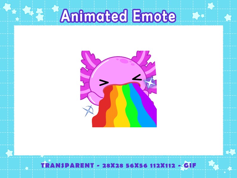 Spitting Rainbow Axolotl Animated Emote, Twitch Discord Emote, Spitting ...