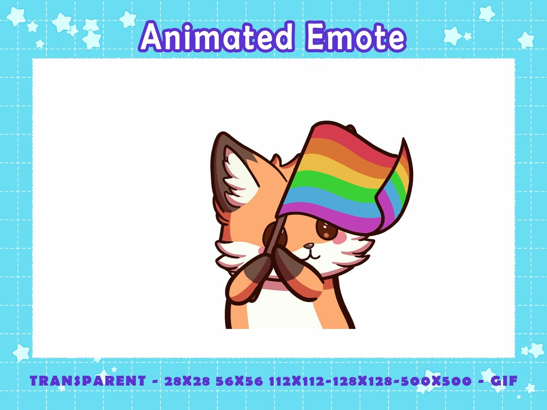 Cute Animated Fox Waving LGBT Flag Emote for Streamers | Pride Fox ...