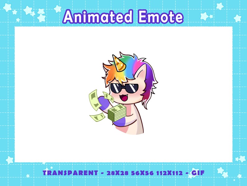 Counting Money Unicorn Animated Emote: Twitch/discord (GIF) - Etsy