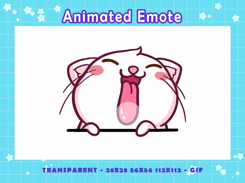 Animated Cat Licking Emote: Twitch, Discord, Youtube (digital Download ...