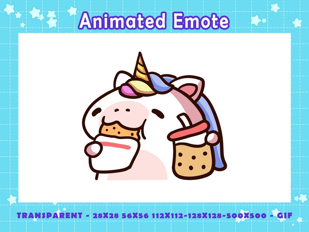 Cute Unicorn Eating Burger Animated Emote for Twitch and Discord ...