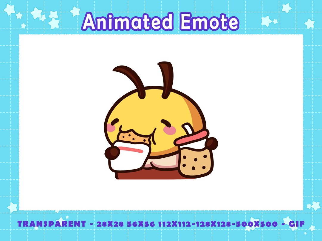 Cute Bee Eating Burger Animated Emote for Twitch Streamers, Discord ...