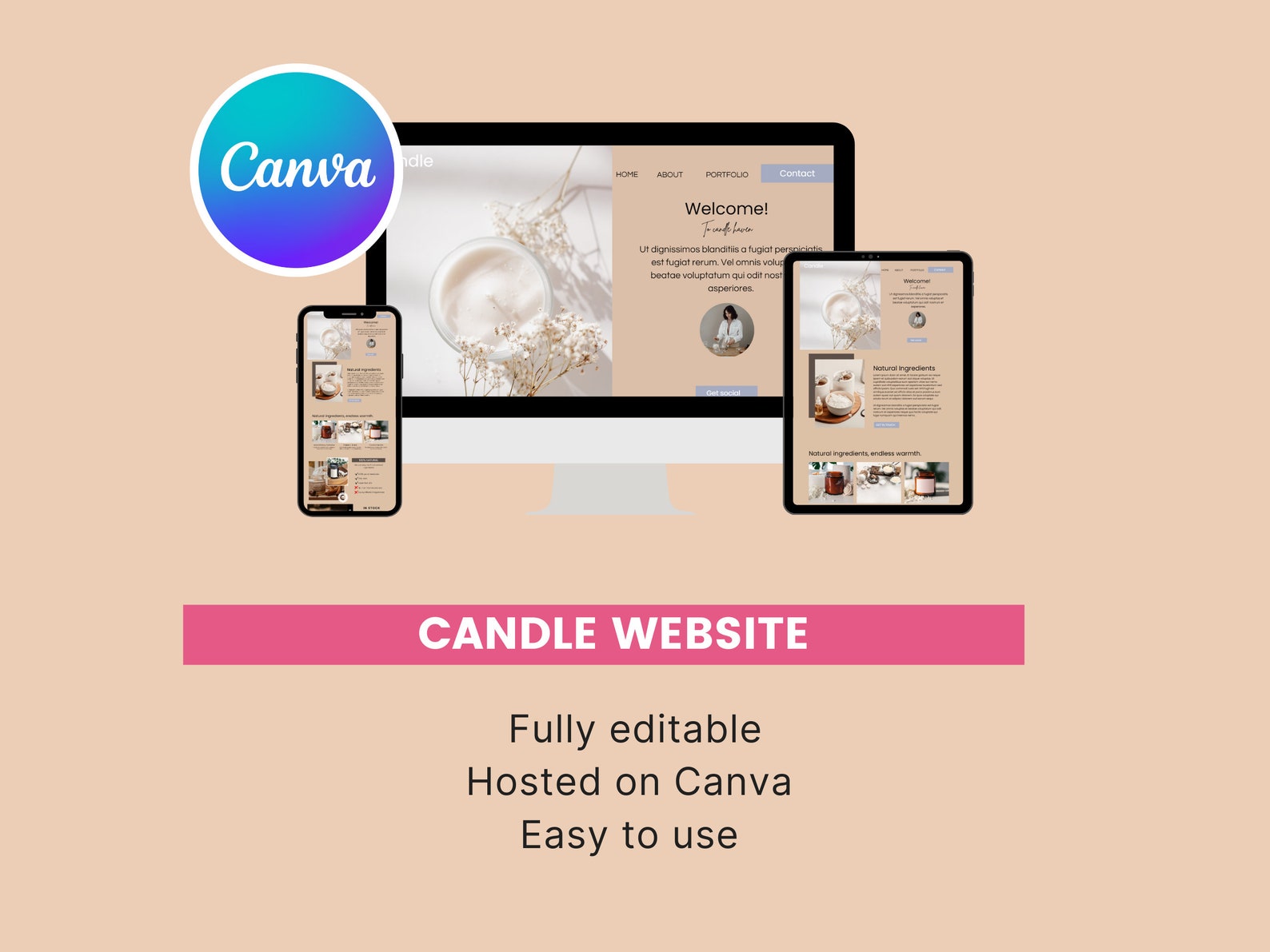 Candle Website Template Canva Portfolio Templates Stylish ...