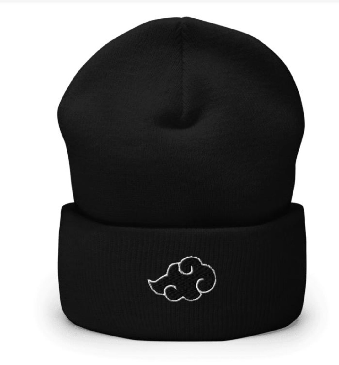 Black Akatsuki Cloud Beanie | Embroidered Akatsuki Cloud Symbol Naruto ...