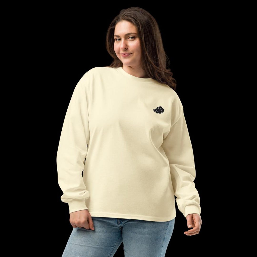 Beige Akatsuki Cloud Long Sleeve Sweater | Embroidered Akatsuki Cloud ...