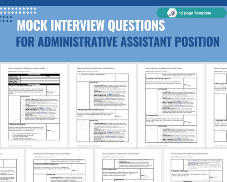 20 Administrative Interview Questions 12-page Template With Ranking ...