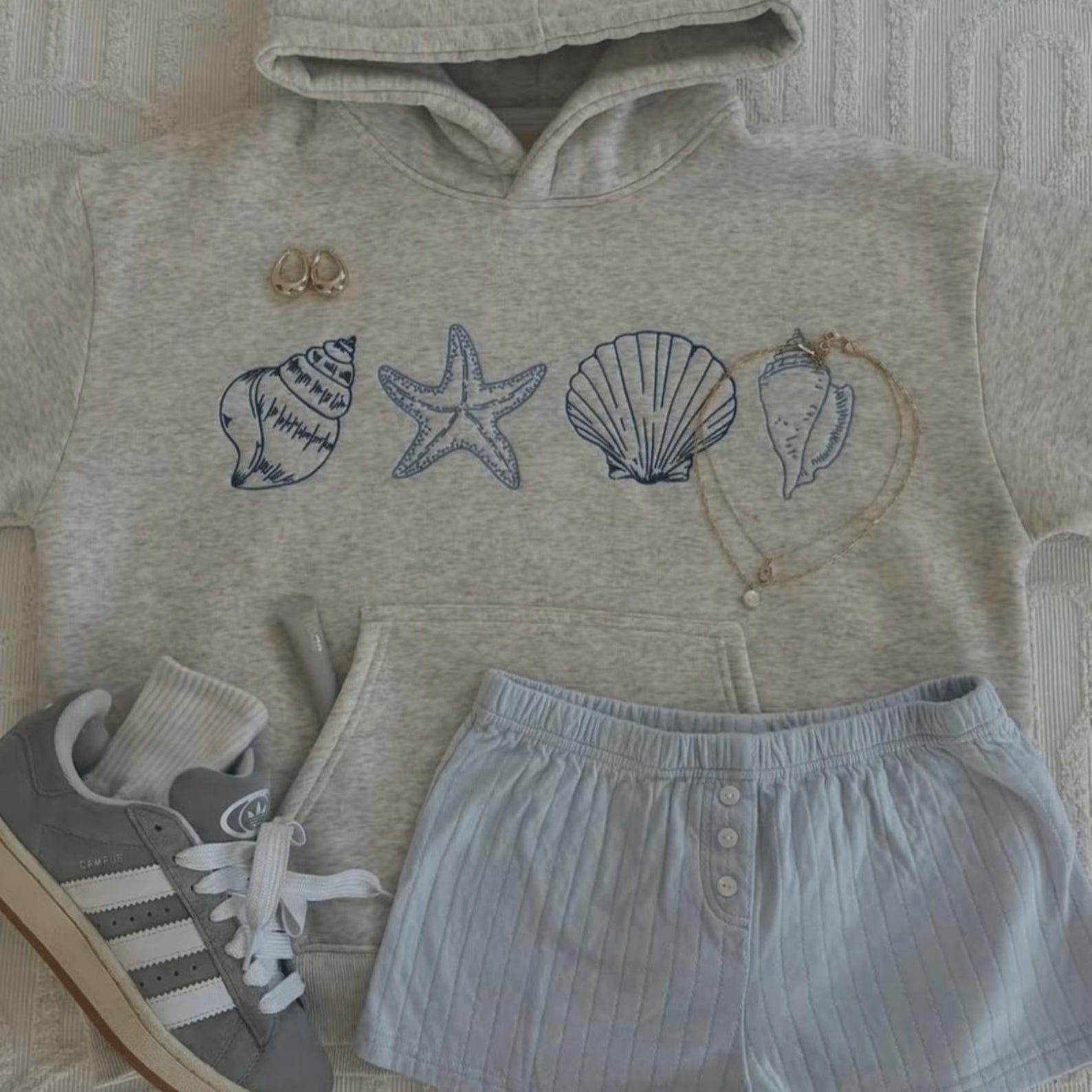 Cozy Ocean-inspired Hoodie With Seashell Design - Etsy