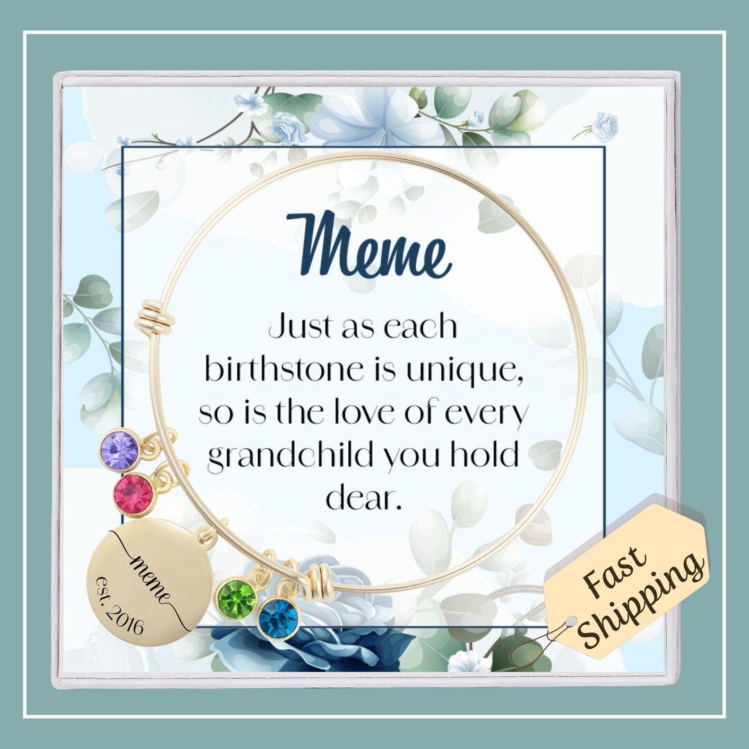 Meme Bracelet Meme Gifts Personalized With Grandkids Birthstones for ...