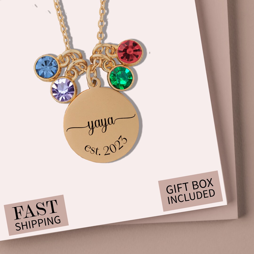 Yaya Birthstone Necklace | Personalized Yaya Gift | Personalized With ...