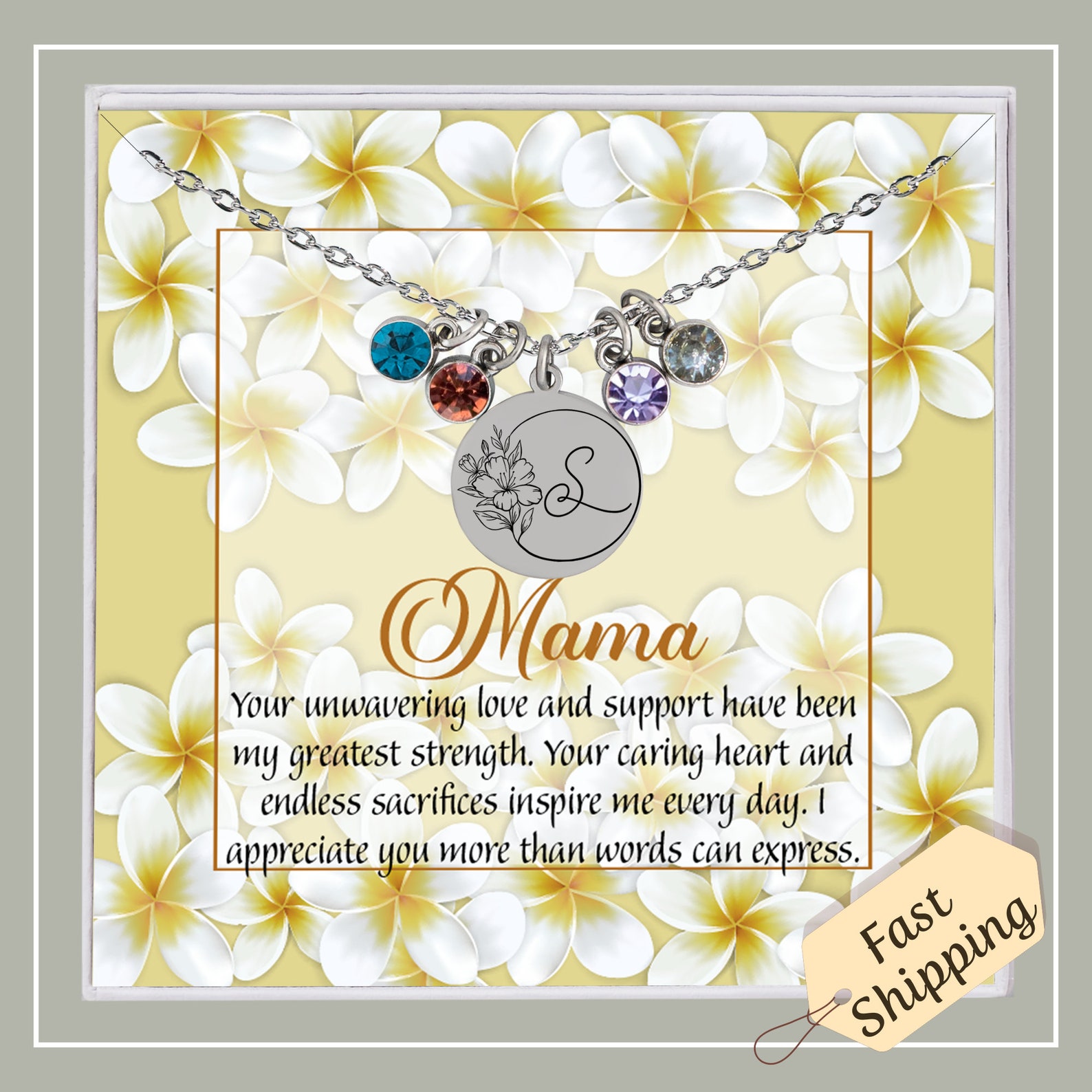 Mama Monogram Necklace Personalized Monogram Gift for Mama Personalized ...