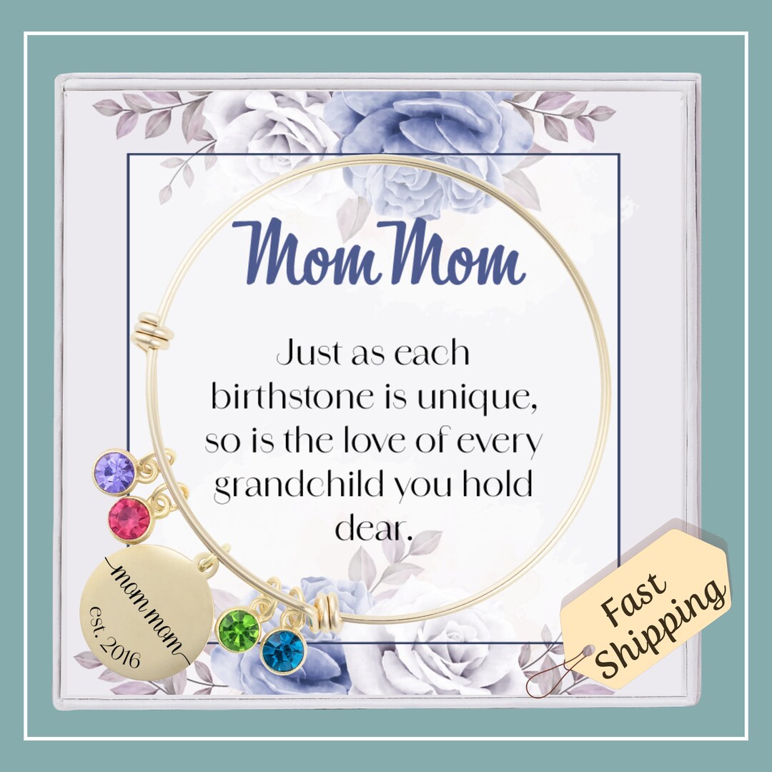 Mommom Bracelet Mommom Gifts Personalized With Grandkids Birthstones ...