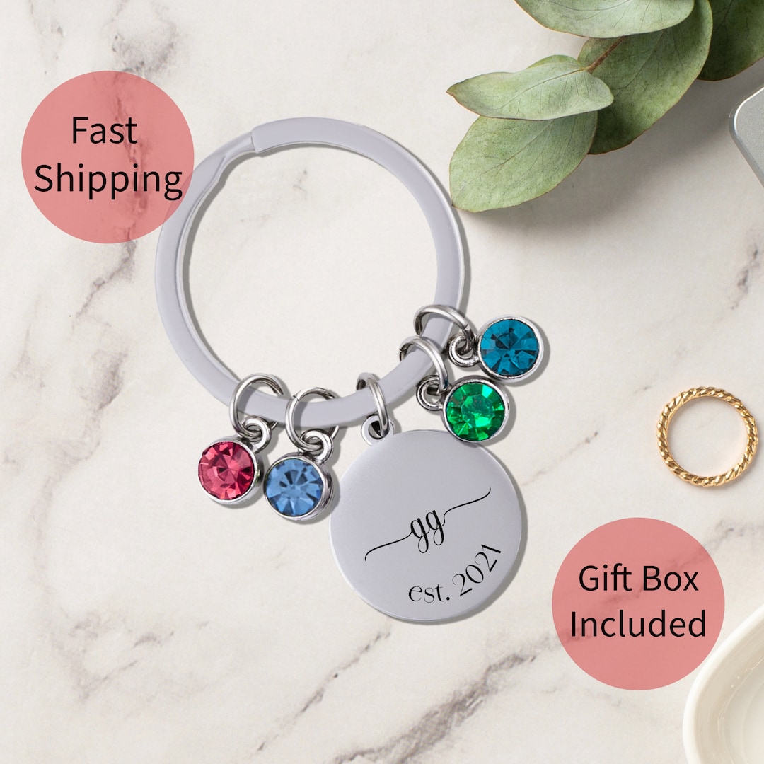 GG Birthstone Keychain | GG Gift | Personalized With Grandkids ...