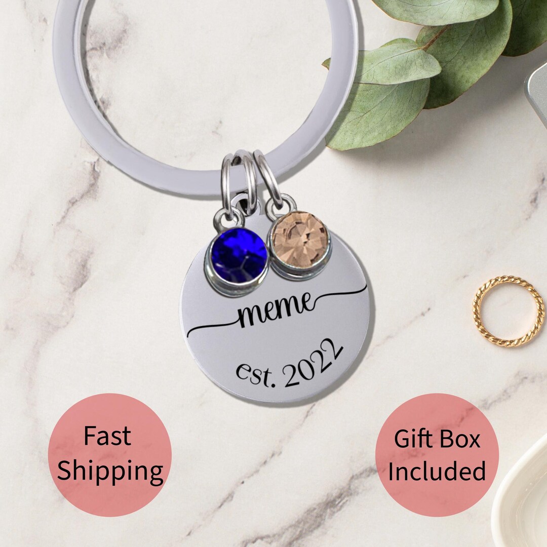 Meme Personalized Birthstone Keychain | Custom Name Keyring |gift for ...