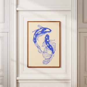 Koi Fish Print, Japanese Print, Vintage Print, Printable Wall Art ...