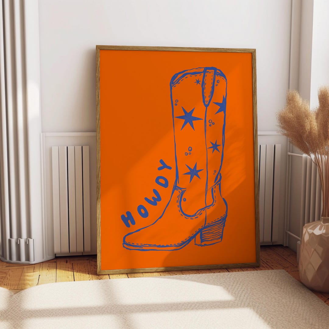 Cowboy Boot Print, Cowboy Print, Western Print, Vintage Print, Vibrant ...