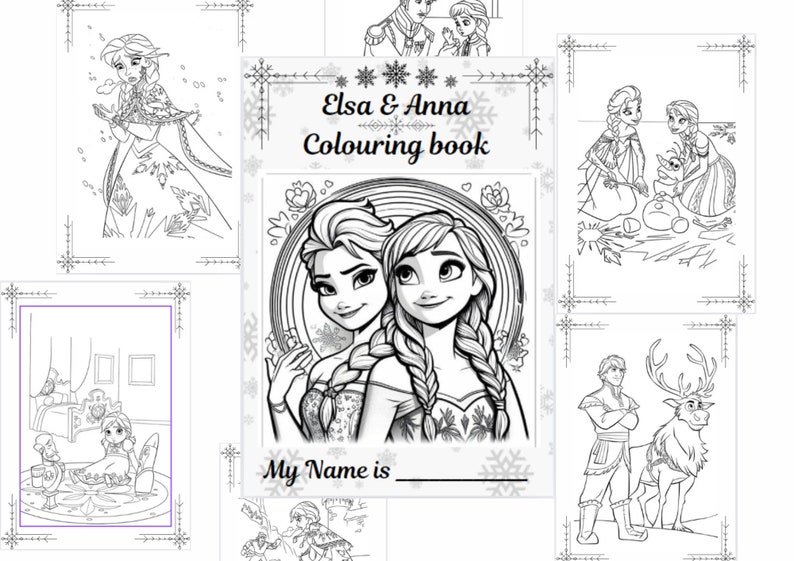 Elsa and Anna Coloring Book A4 , Kids Coloring Book and Frozen Coloring ...