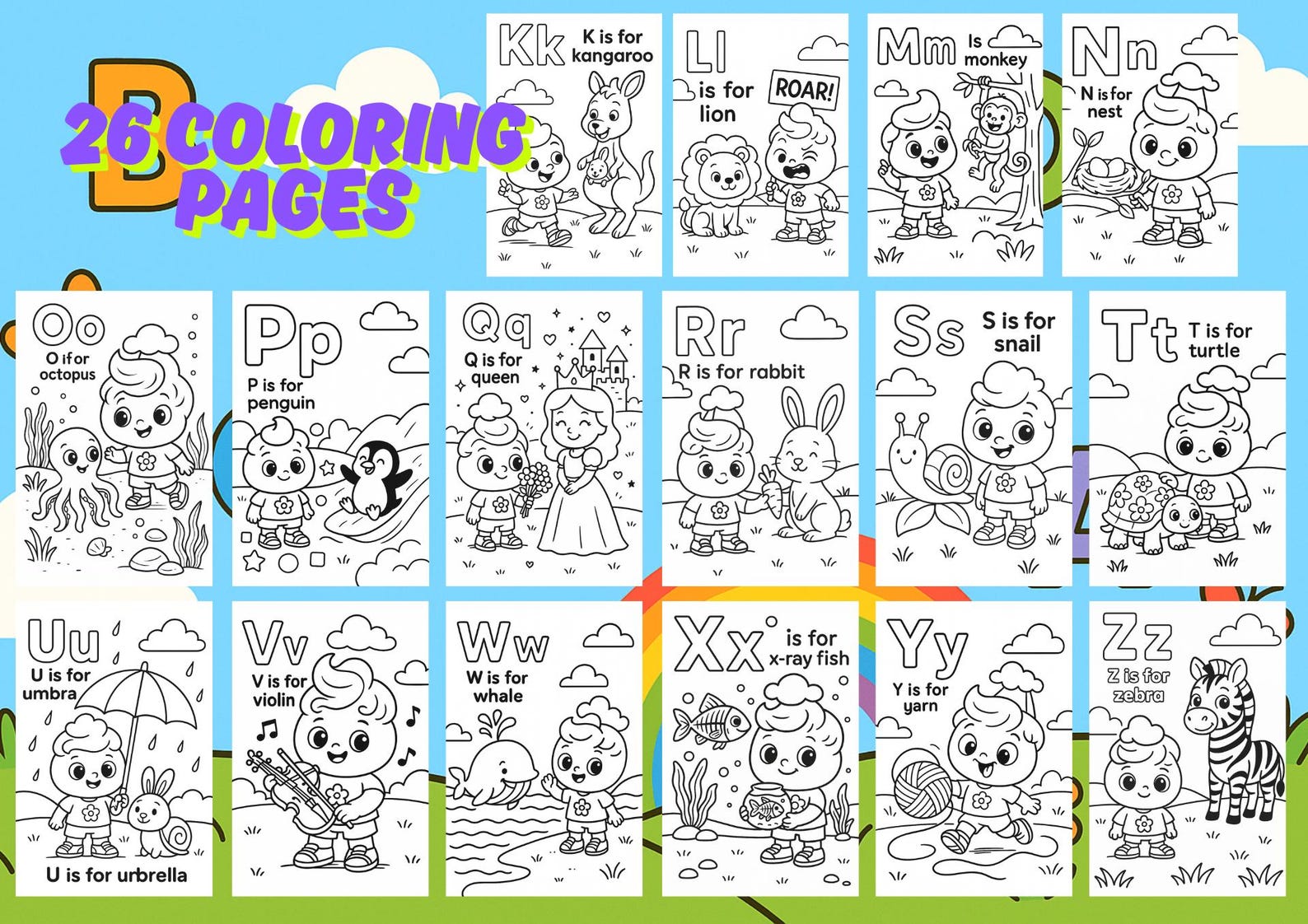 Alphabet Coloring Book With Mufflo – A to Z Printable Pages for Kids ...
