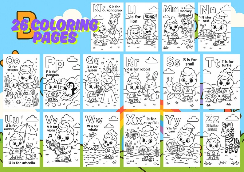 Alphabet Coloring Book With Mufflo – A to Z Printable Pages for Kids ...
