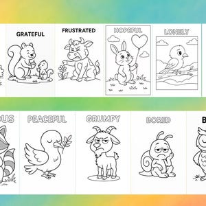 Learn Emotions – 25 Cute Animal Coloring Pages for Kids (PDF) - Etsy