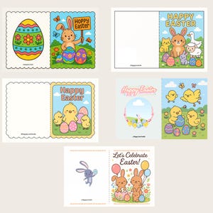 15 Easter Cards – Print & Color – Foldable DIY Cards for Kids – Spring ...