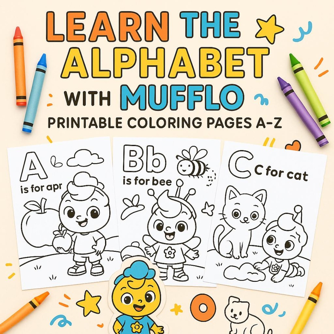 Alphabet Coloring Book With Mufflo – A to Z Printable Pages for Kids ...