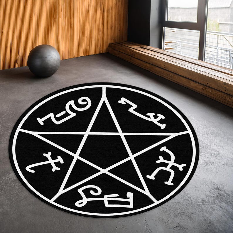 Devil Trap Pentagram Round Rug,satanic Red Rug,goatboi Rug,satanic ...