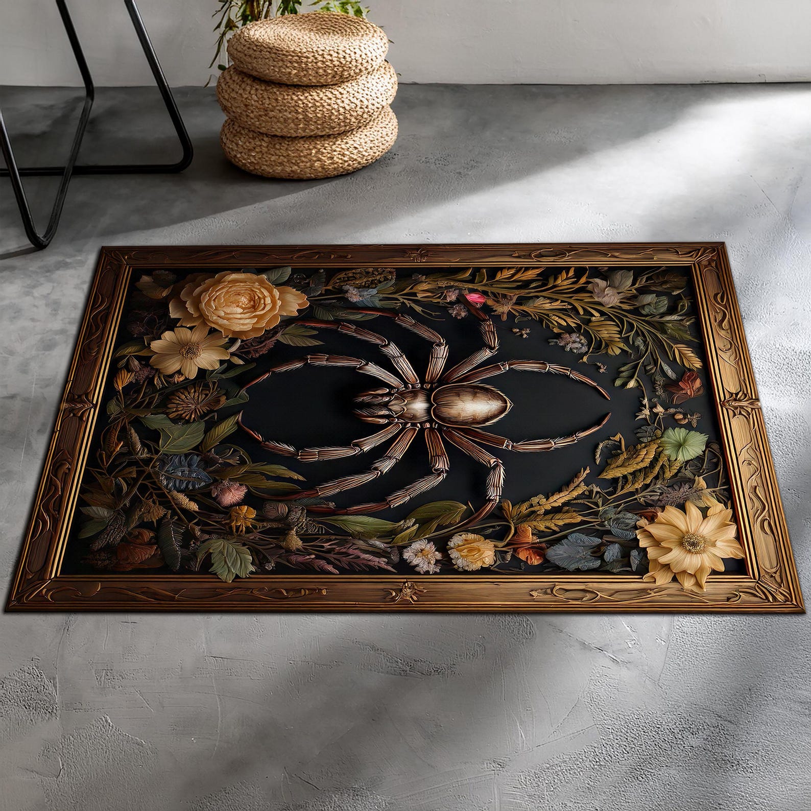 Spider Rug for Gothic Room Decor, Victorian Gothic Dark Floral ...