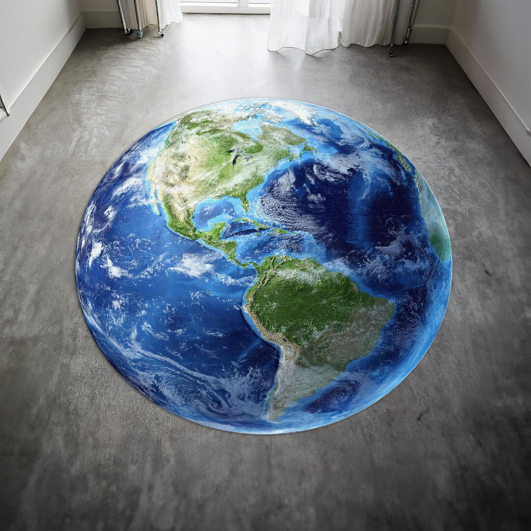 Earth Planet Rug, World Map Carpet, World Photo Rug, 3D Mat, Decorative ...