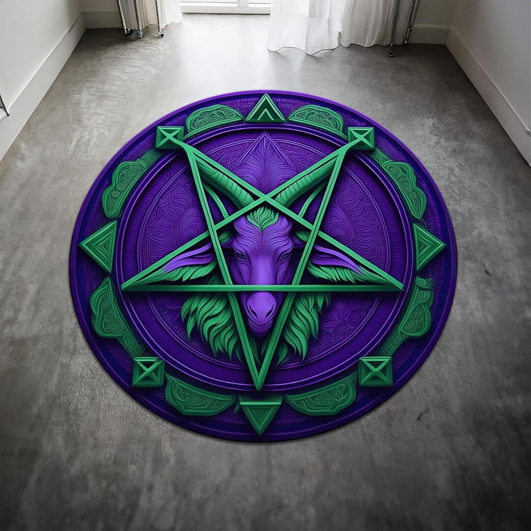 Devil Pentagram Round Rug,satanic Red Rug,goatboi Rug,satanic Decor ...