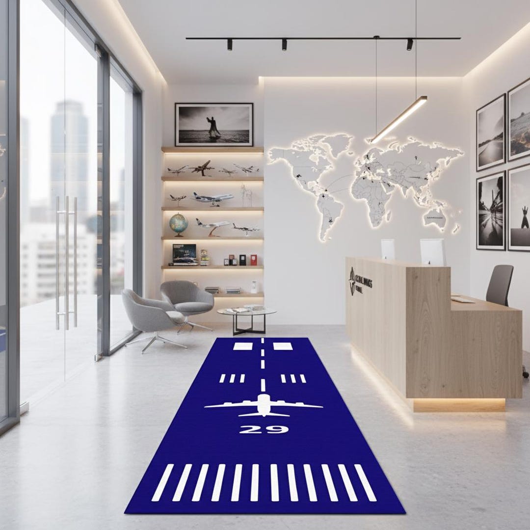 Blue Runway Rug, Airport Play Rug, Flight Play Rug, Kids Play Rug ...