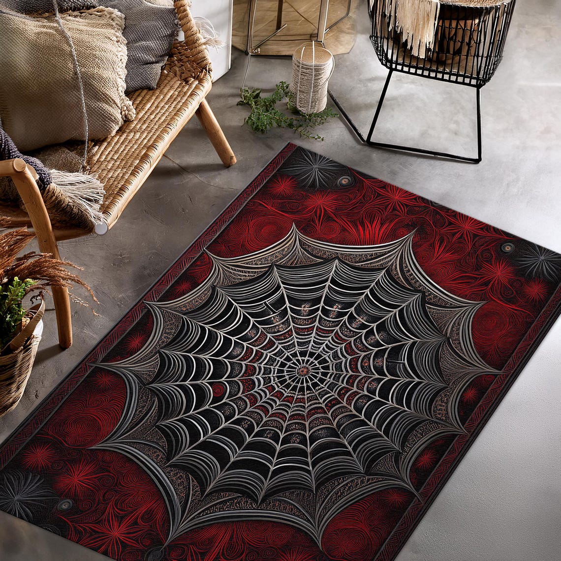 Spider Web Rug, 3D Gothic Home Decor, Web Rug, Dark Academia Rug, Cool ...