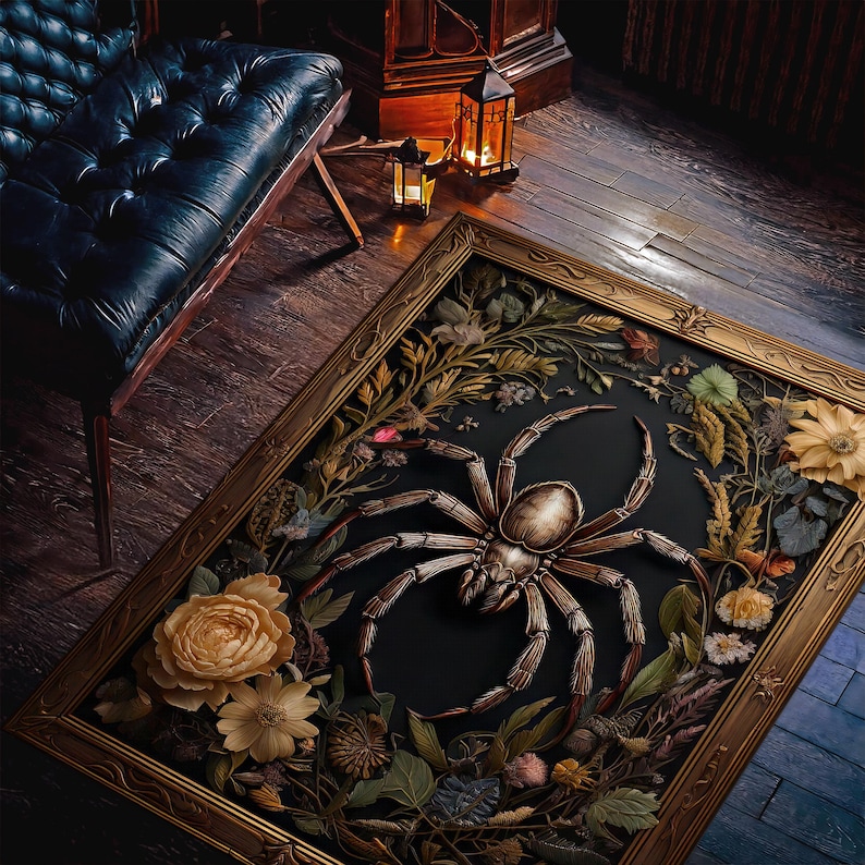 Spider Rug for Gothic Room Decor, Victorian Gothic Dark Floral ...