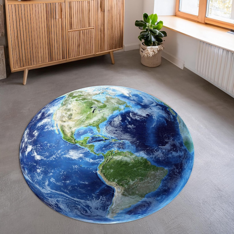 Earth Planet Rug, World Map Carpet, World Photo Rug, 3D Mat, Decorative ...