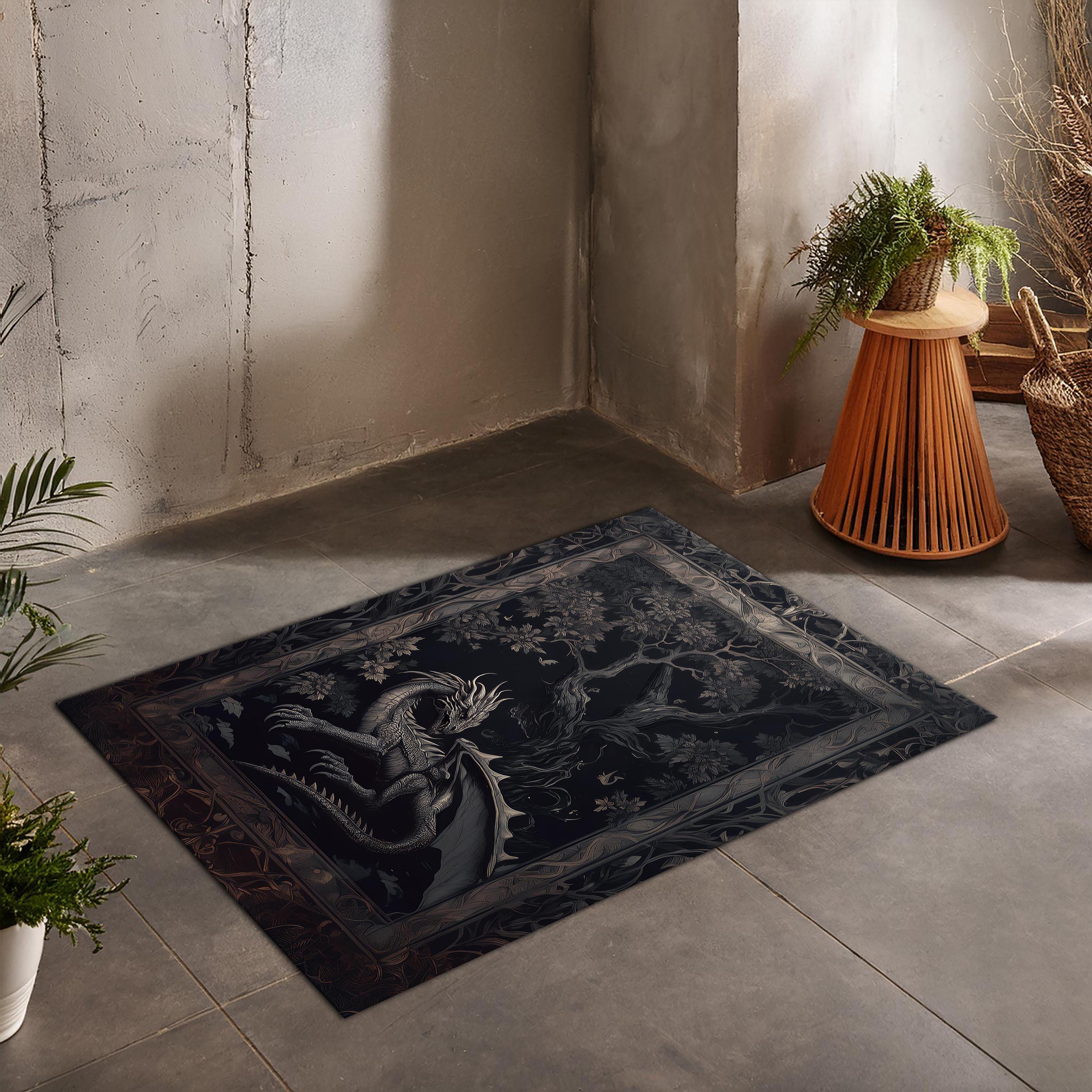 Dark Dragon Rug, Dark Academia Decor, Gothic Decor, Fairycore Rug ...