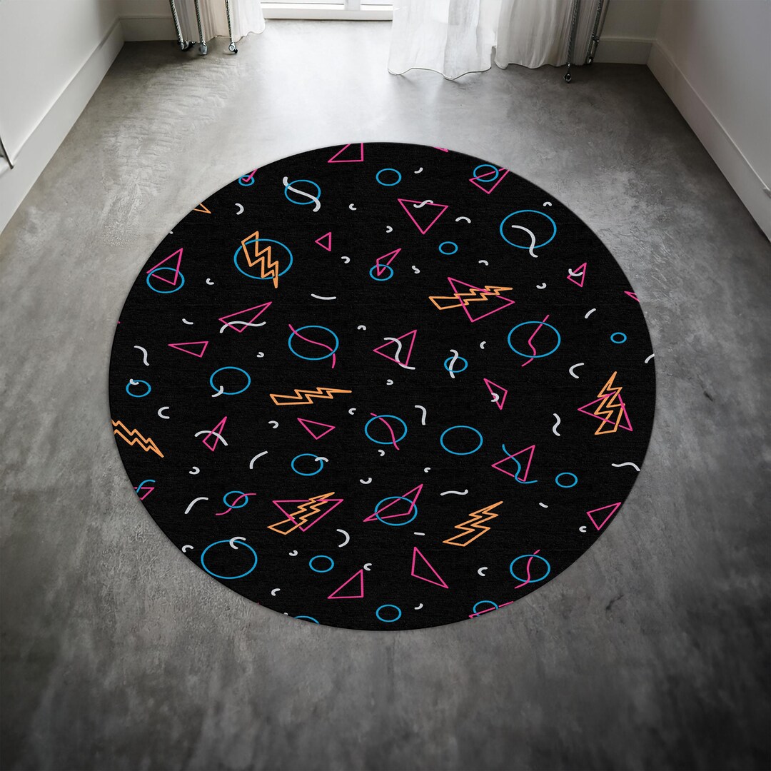 Arcade Rug, 80s Style Rug, Arcade Machine Mat, Round Rug, Geometric Rug ...