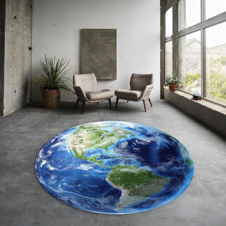Earth Planet Rug, World Map Carpet, World Photo Rug, 3D Mat, Decorative ...