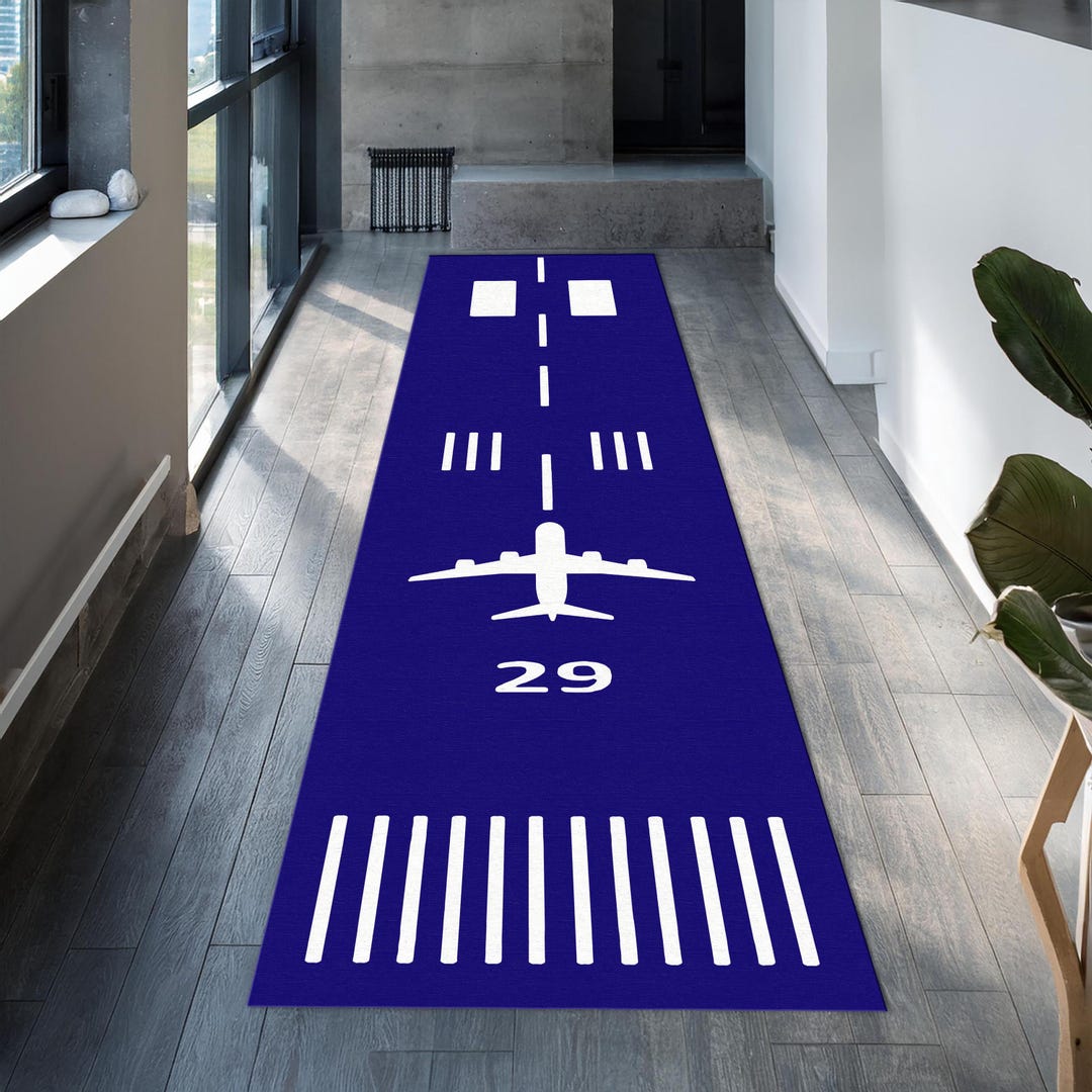 Blue Runway Rug, Airport Play Rug, Flight Play Rug, Kids Play Rug ...