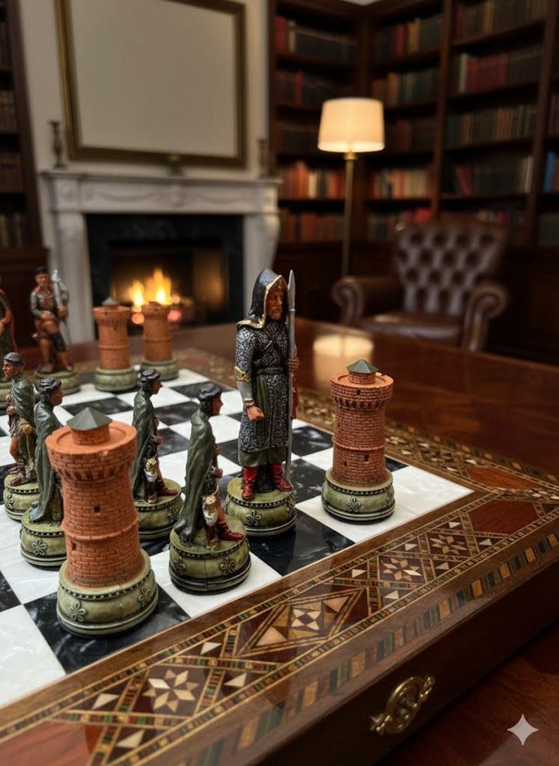 King Arthur Camelot Chess Set – Hand-painted Medieval Resin Figures ...