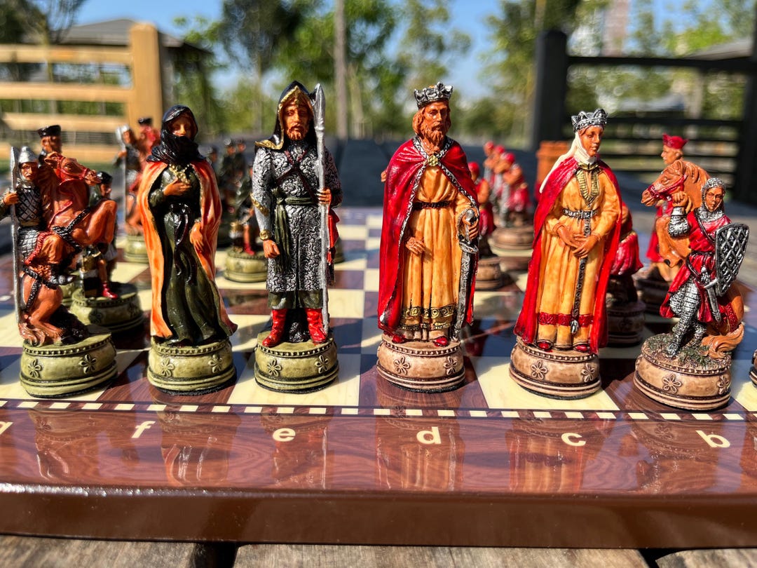 King Arthur Camelot Chess Set – Hand-painted Medieval Resin Figures ...