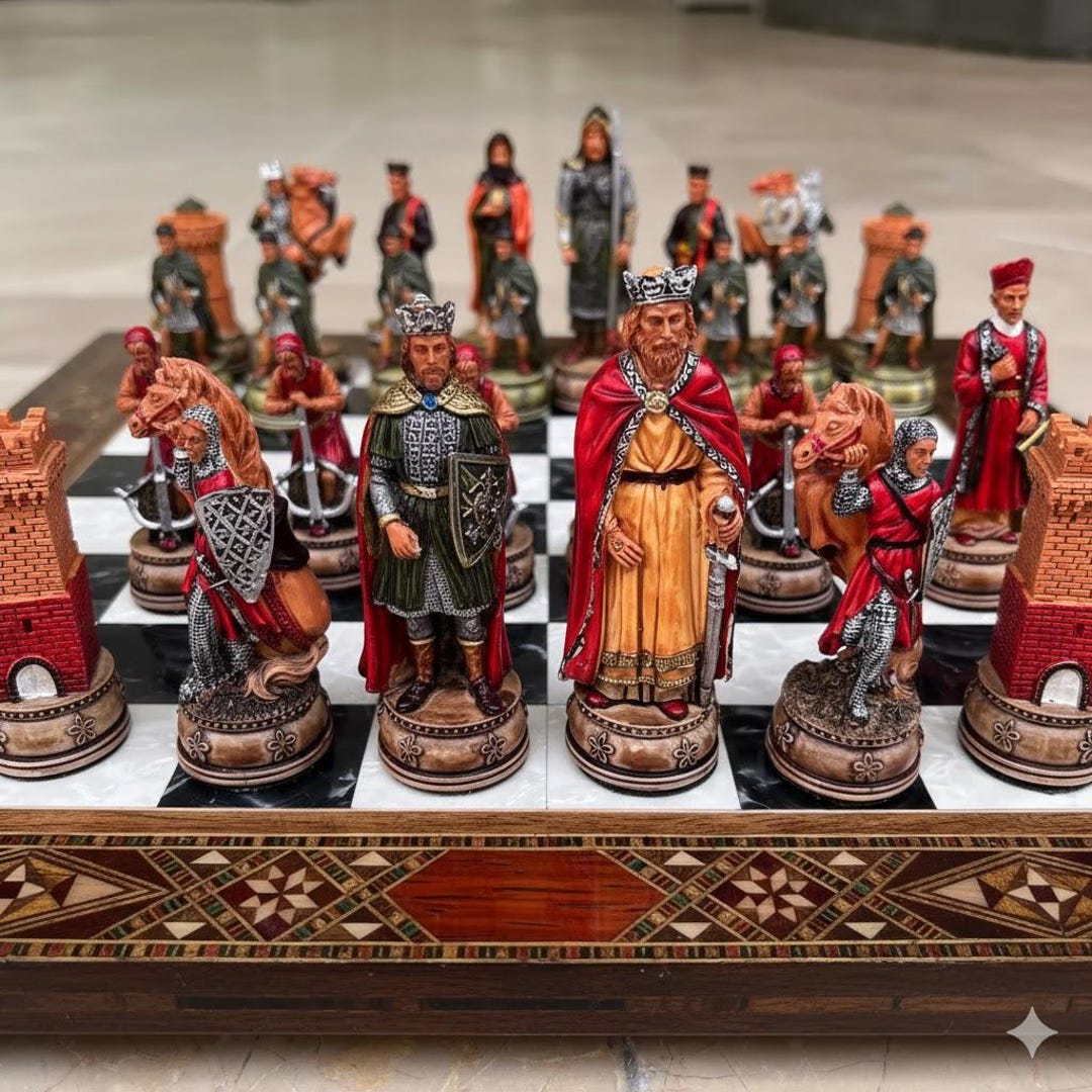 King Arthur Camelot Chess Set – Hand-painted Medieval Resin Figures ...