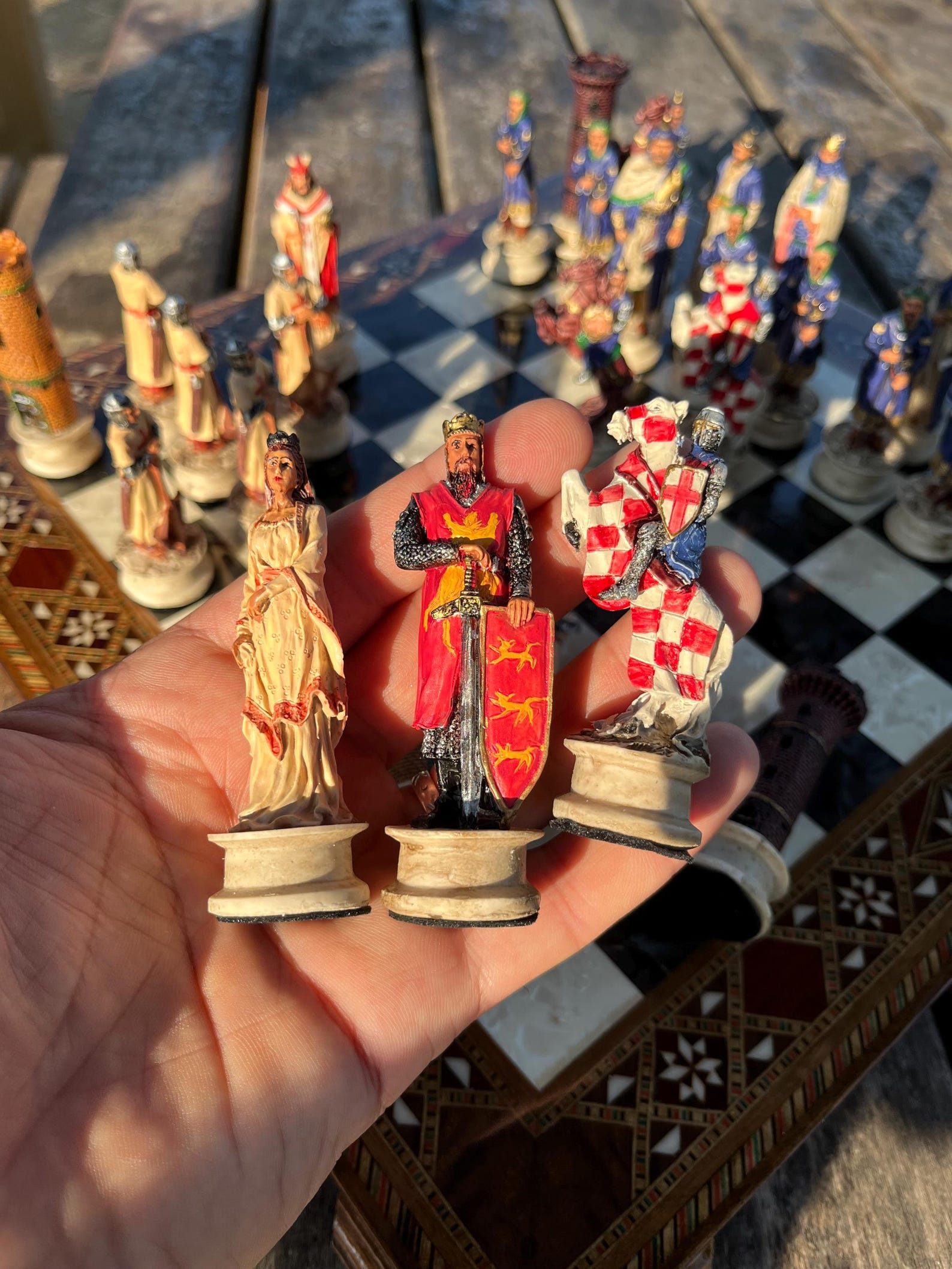 Luxury Chess Sets With Hand Painted Crusaders Pieces, Medieval Resin ...