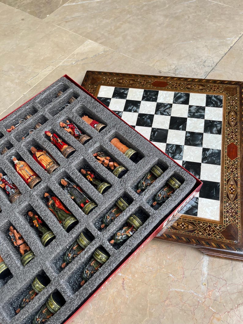 King Arthur Camelot Chess Set – Hand-painted Medieval Resin Figures ...